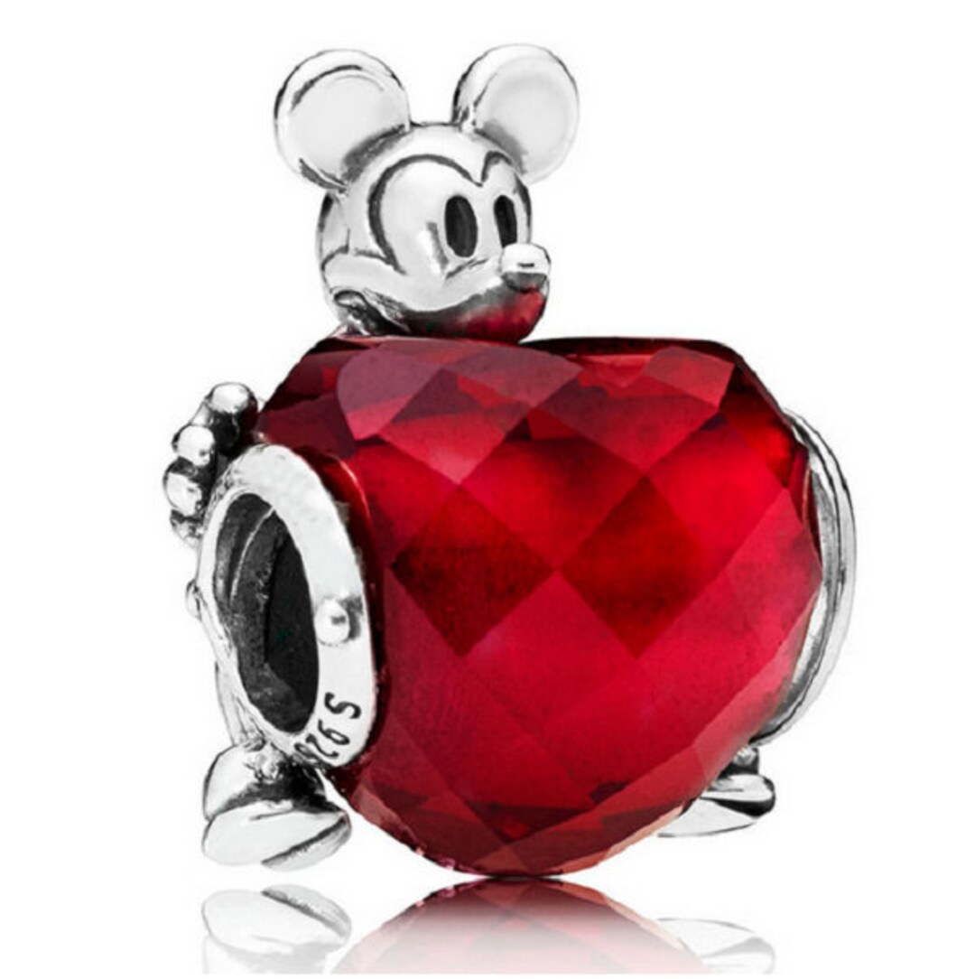 Mouse Mickey Love Heart With Crystal Beads Charms 100% 925 - Etsy