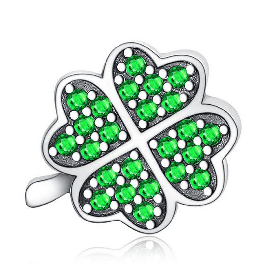 Lucky Four 4 Leaf Clover Pendant Charm With Green CZ Made From - Etsy