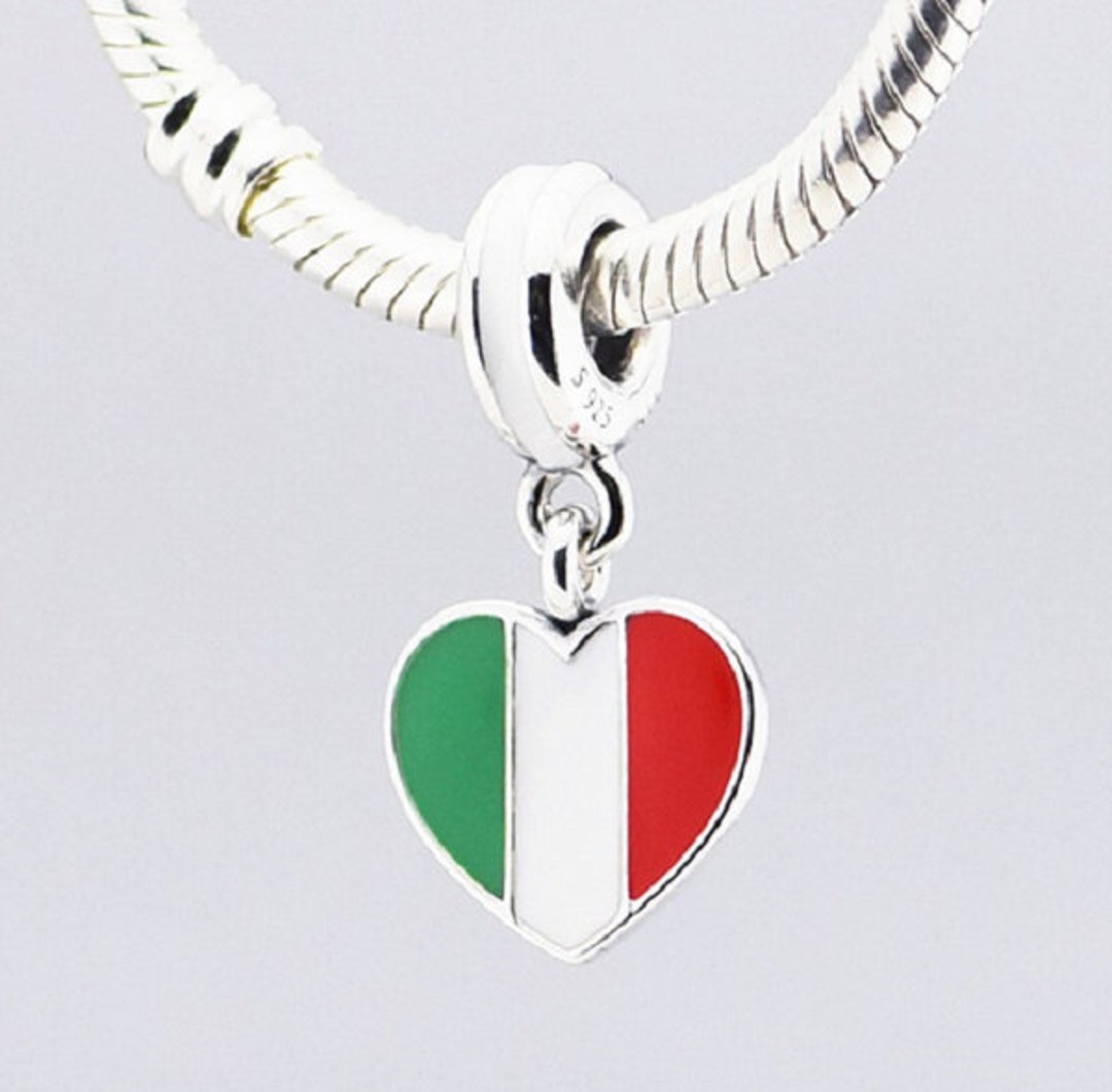 Encantos de la bandera del corazón de Italia Plata de ley 925 aptos ...