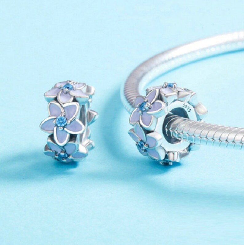 White Daisy Spacer Bead Charm Sterling Silver 925 Fits Pandora - Etsy