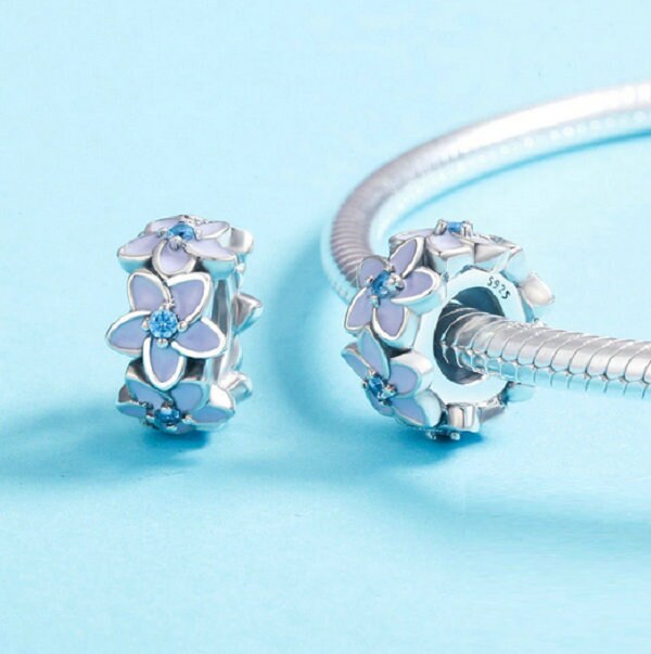 White Daisy Spacer Bead Charm Sterling Silver 925 Fits Pandora | Etsy