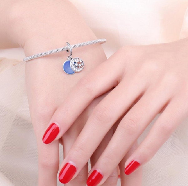 Blue Moon Star Beads Charm 100% 925 Sterling Silver Fit for - Etsy