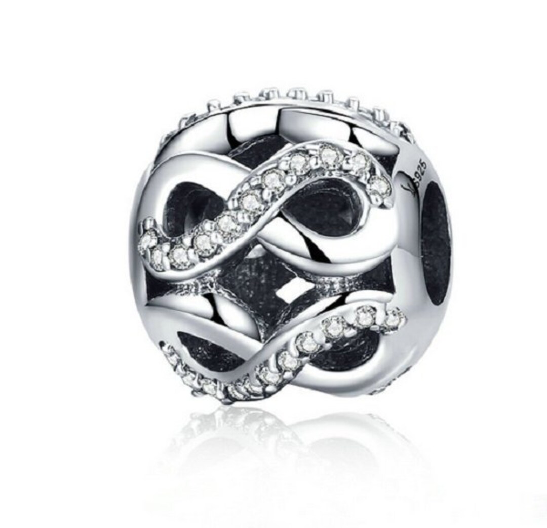 Infinity Charm With CZ, Love Eternity Beads Charm 100% 925 Sterling ...