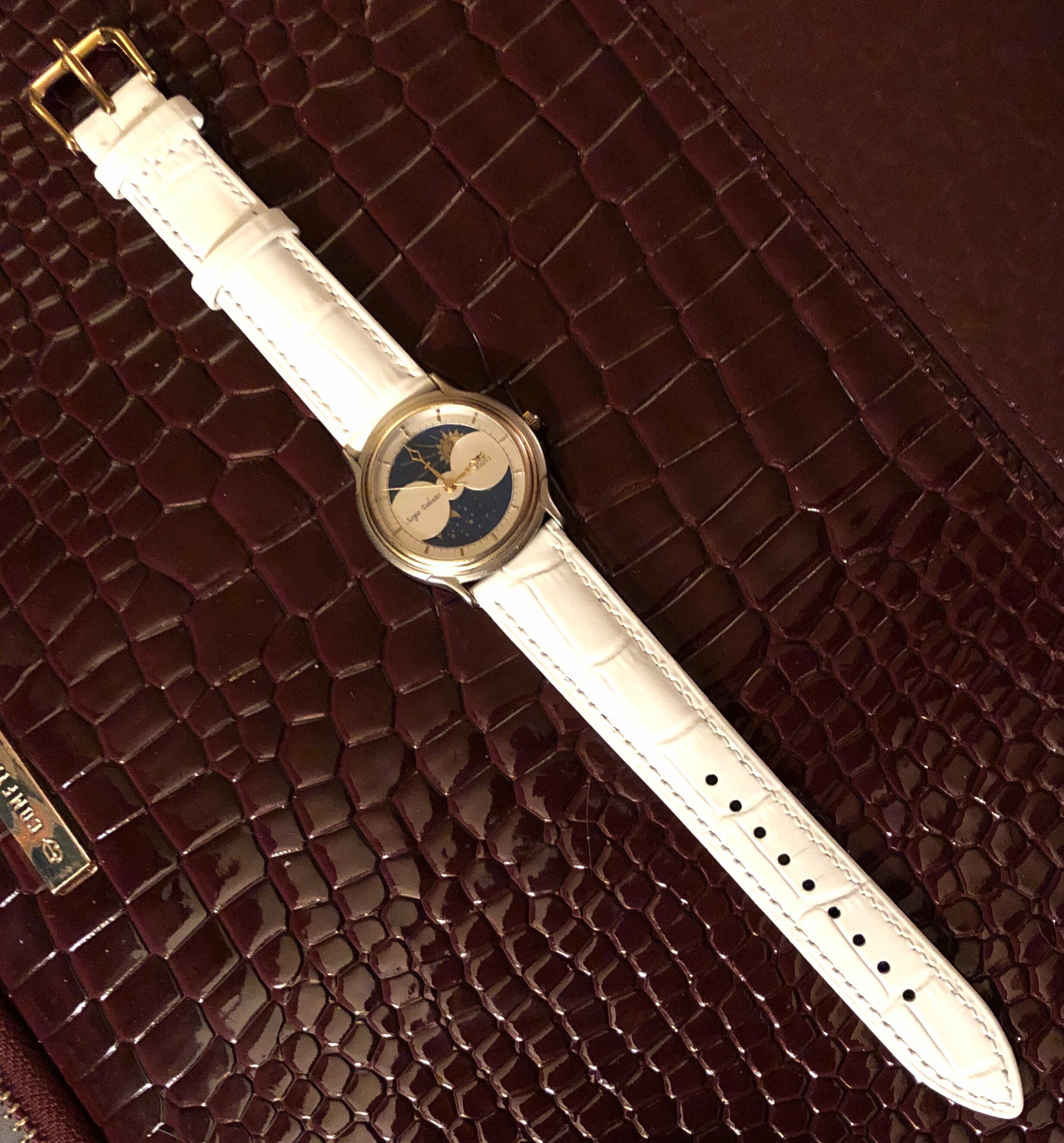 Vintage Two Tone Gold Silver Moon Phase Sergio Valente Watch With ...