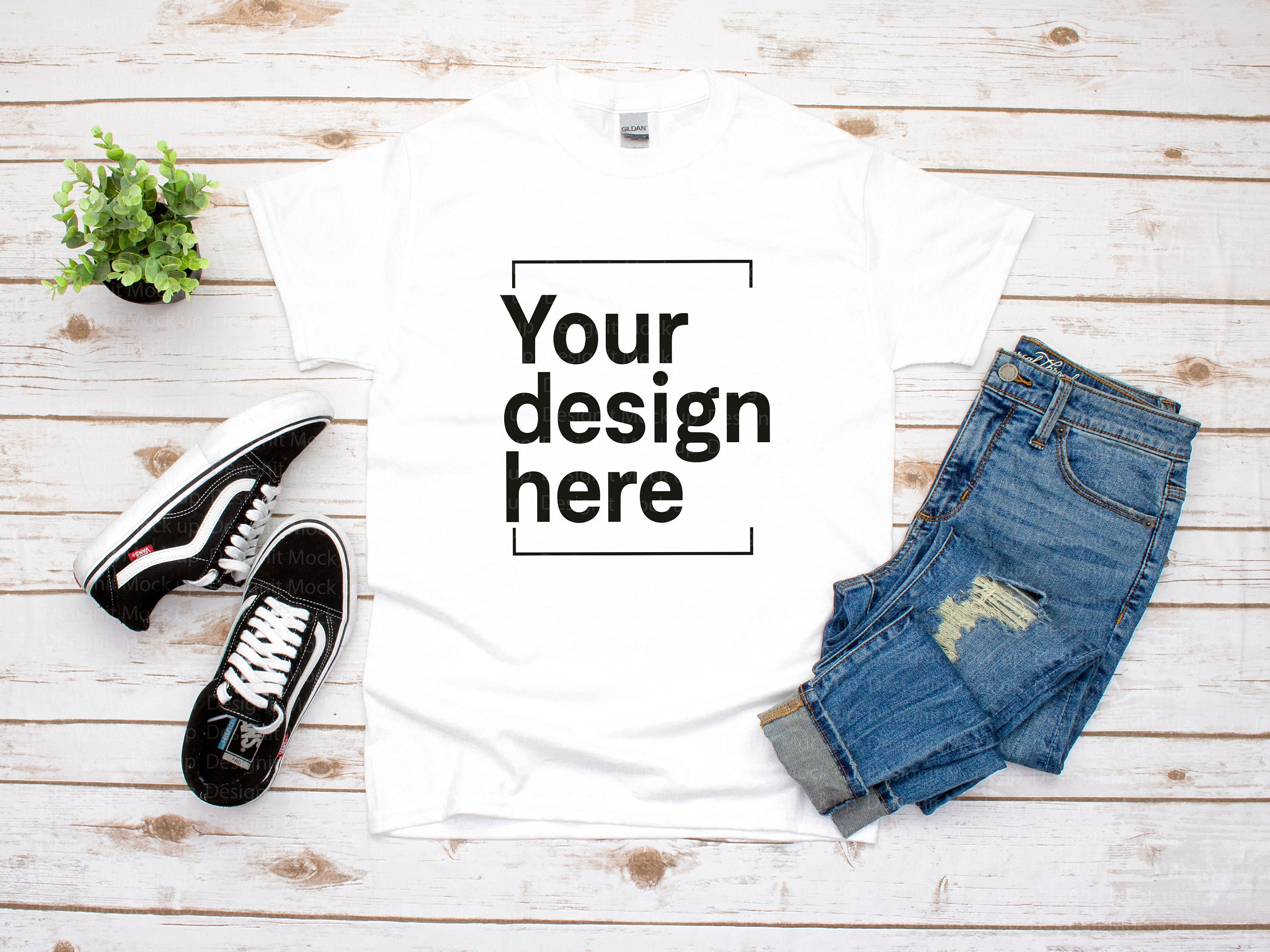 Gildan 500 White Flatlay Shirt T-shirt Mock up Flatlay | Etsy