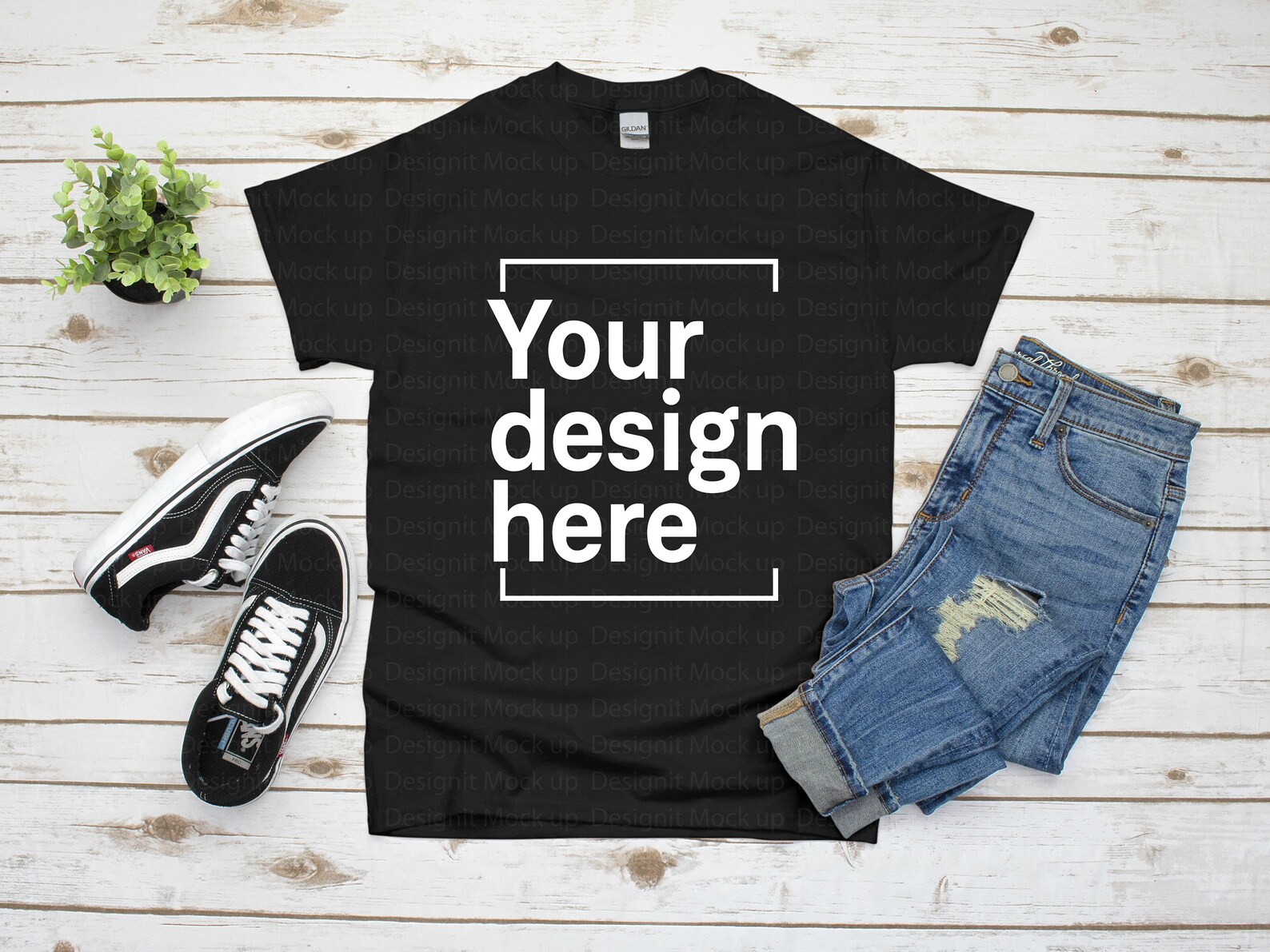 Gildan 500 Black Flatlay Shirt T-shirt Mock Up FlatLay | Etsy