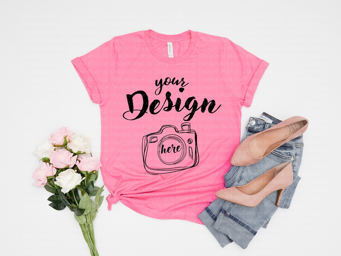 Charity Pink Tshirt Bella Canvas 3001 Flat Lay Shirt - Etsy
