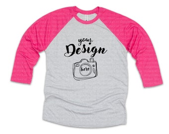 Pink Raglan Mockup - Etsy