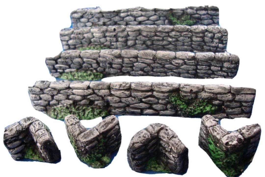 28mm Stone Walls 8x Resin Set Wargaming Scenery, WW2 Buildings Terrain ...