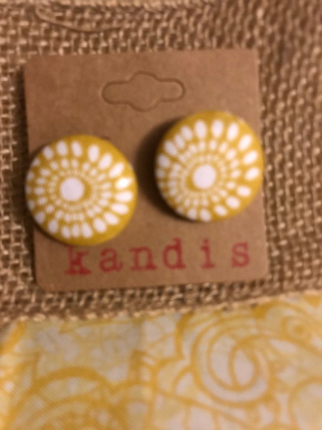 Medium Dandelion Yellow Fabric Button Earrings - Etsy