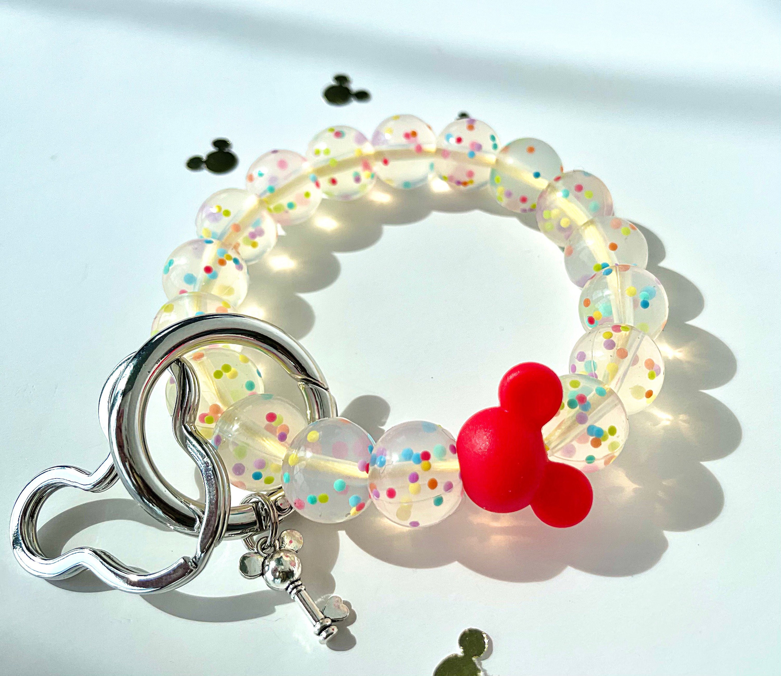 Mickey Mouse Jelly Silicone Bead Keychain Bracelet | Etsy