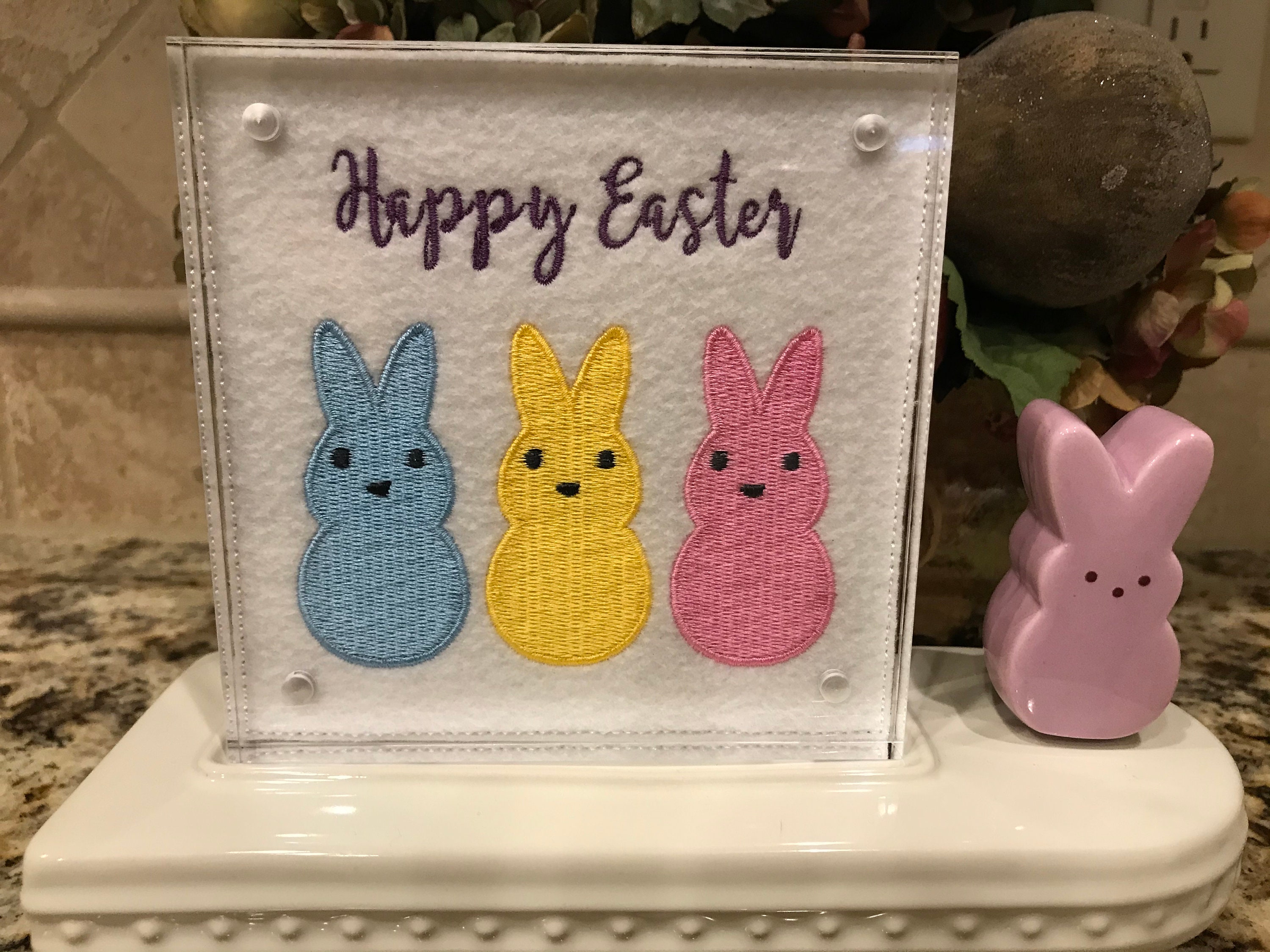 Easter Bunnies Embroidered Panel for Nora Fleming Butter Dish And/or ...