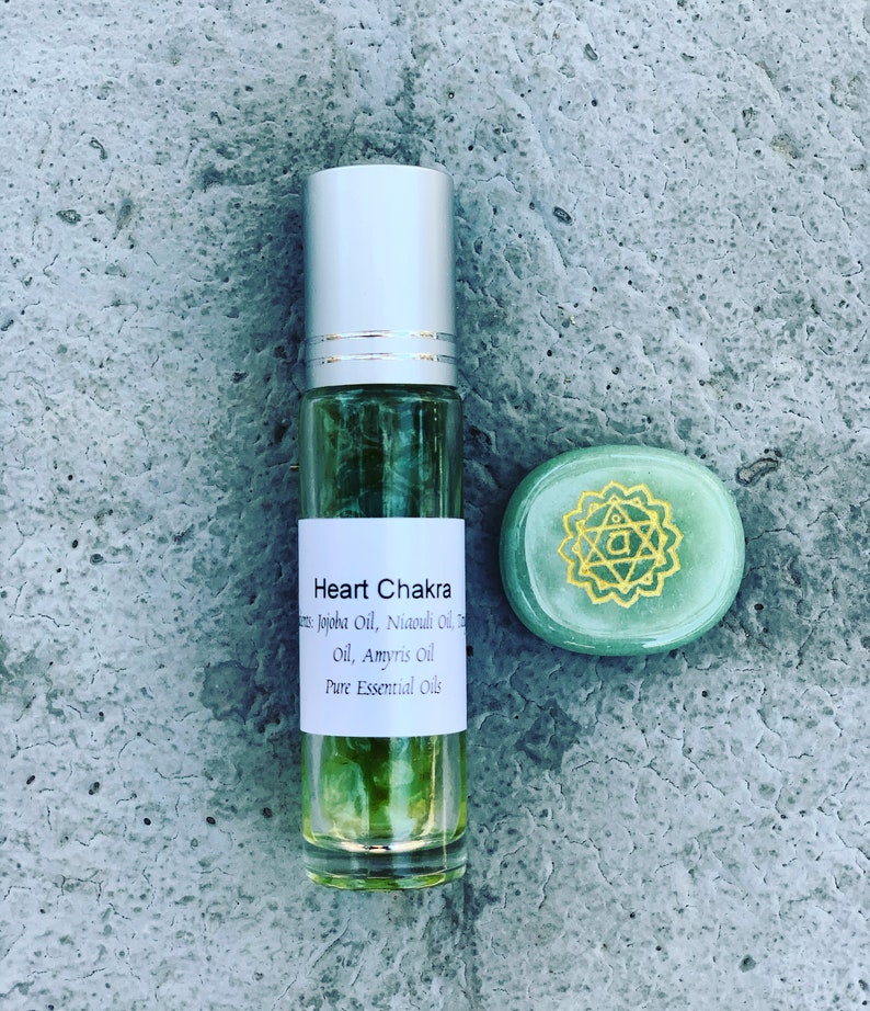 Heart Chakra Oil Blend / Love Oil /10ml Roller Bottle W/ Crystals ...