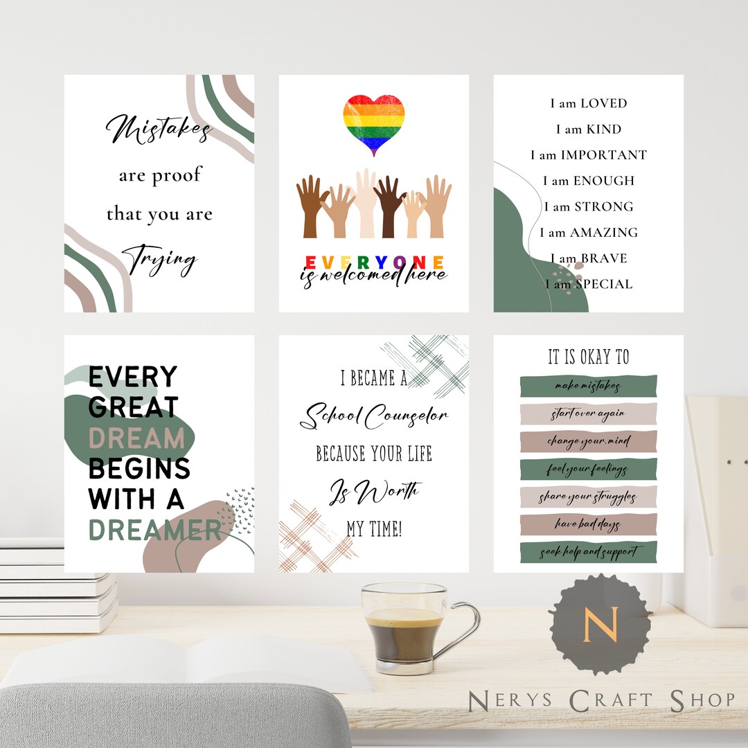 School Counseling, Social Worker, Teacher, Psychologist Wall Art Office ...
