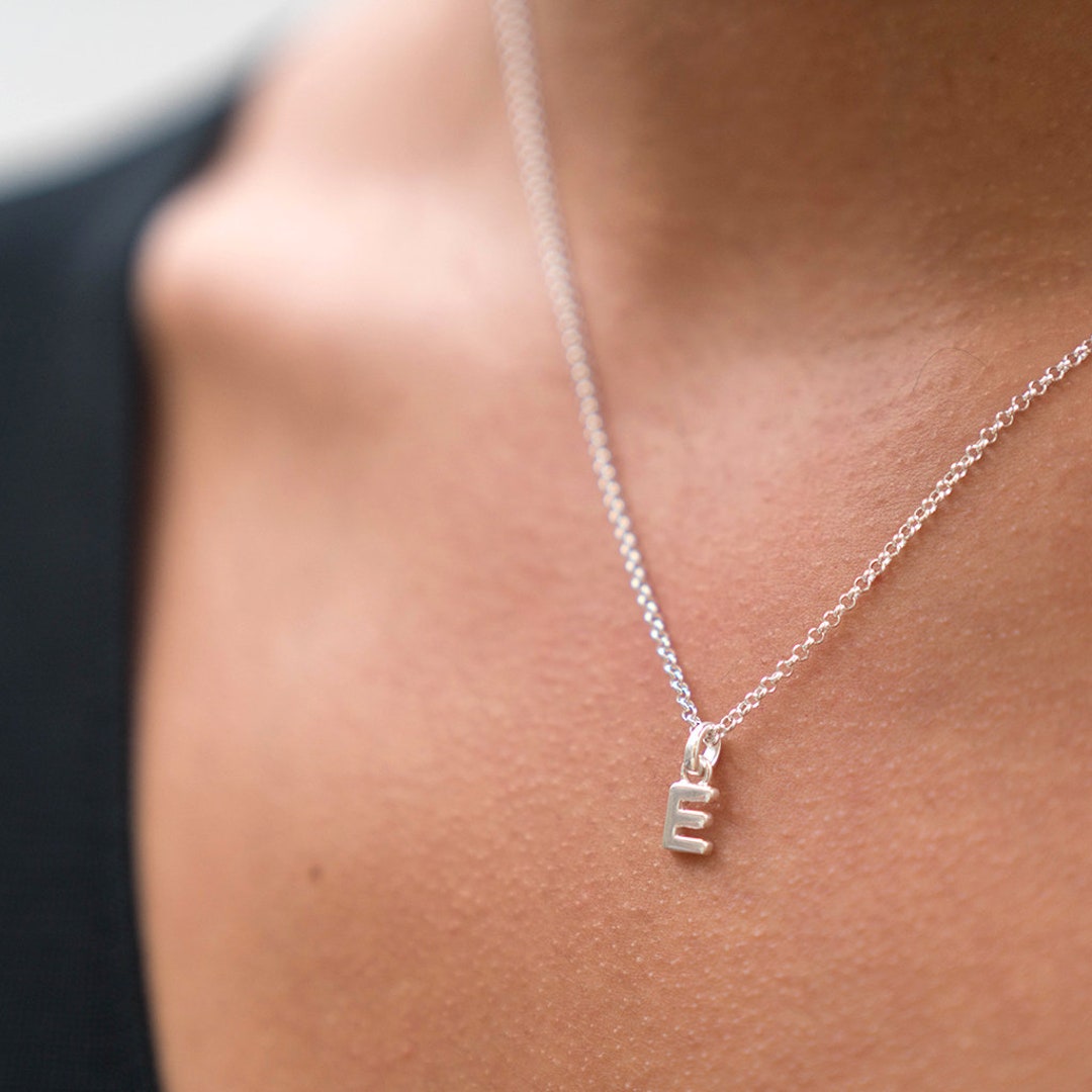 Letter E Alphabet Initial Silver Necklace - Etsy