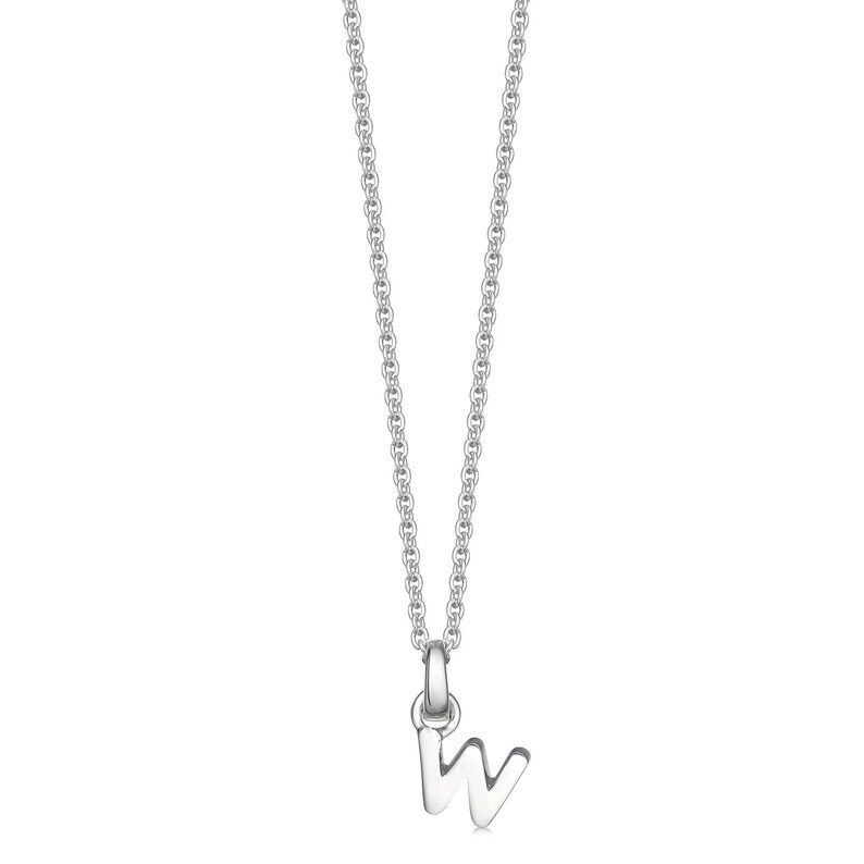Letter W Alphabet Initial Silver Necklace - Etsy