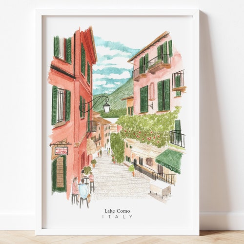 Lake Como Print Lake Como Italy Poster Lake Como Travel Print - Etsy