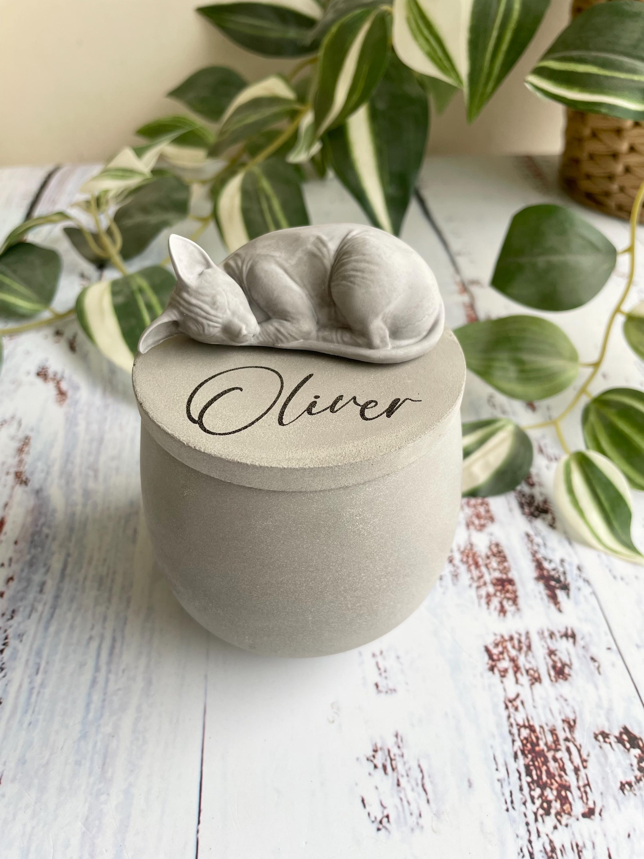 Small Personalised Concrete Sphynx Cat Urn Pet Memorial Urn for Ashes ...