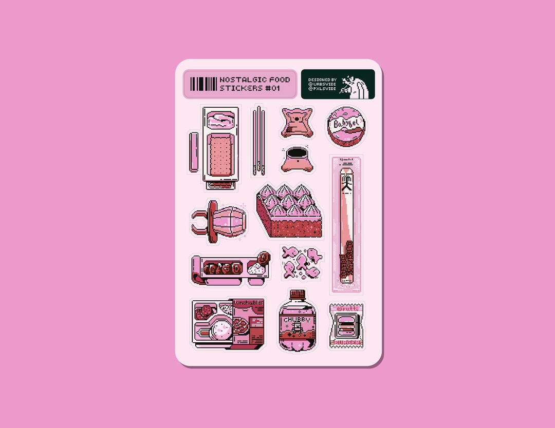 Nostalgic Food 1 Retro Pixel Art Sticker Sheet - Etsy