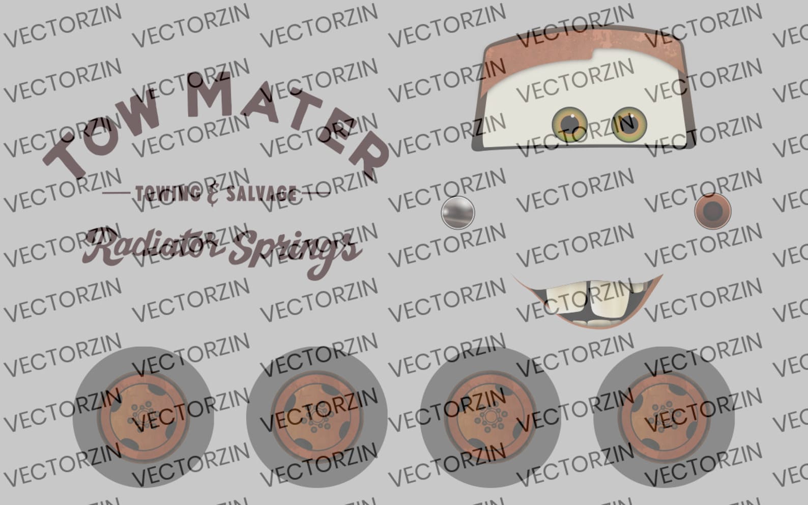 Coches Tow Mater Vector Digital Decals Clipart Eps Jpg Png Pdf - Etsy