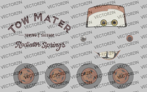 Cars Tow Mater Vector Digital Decals Clipart Eps Jpg Png Pdf - Etsy