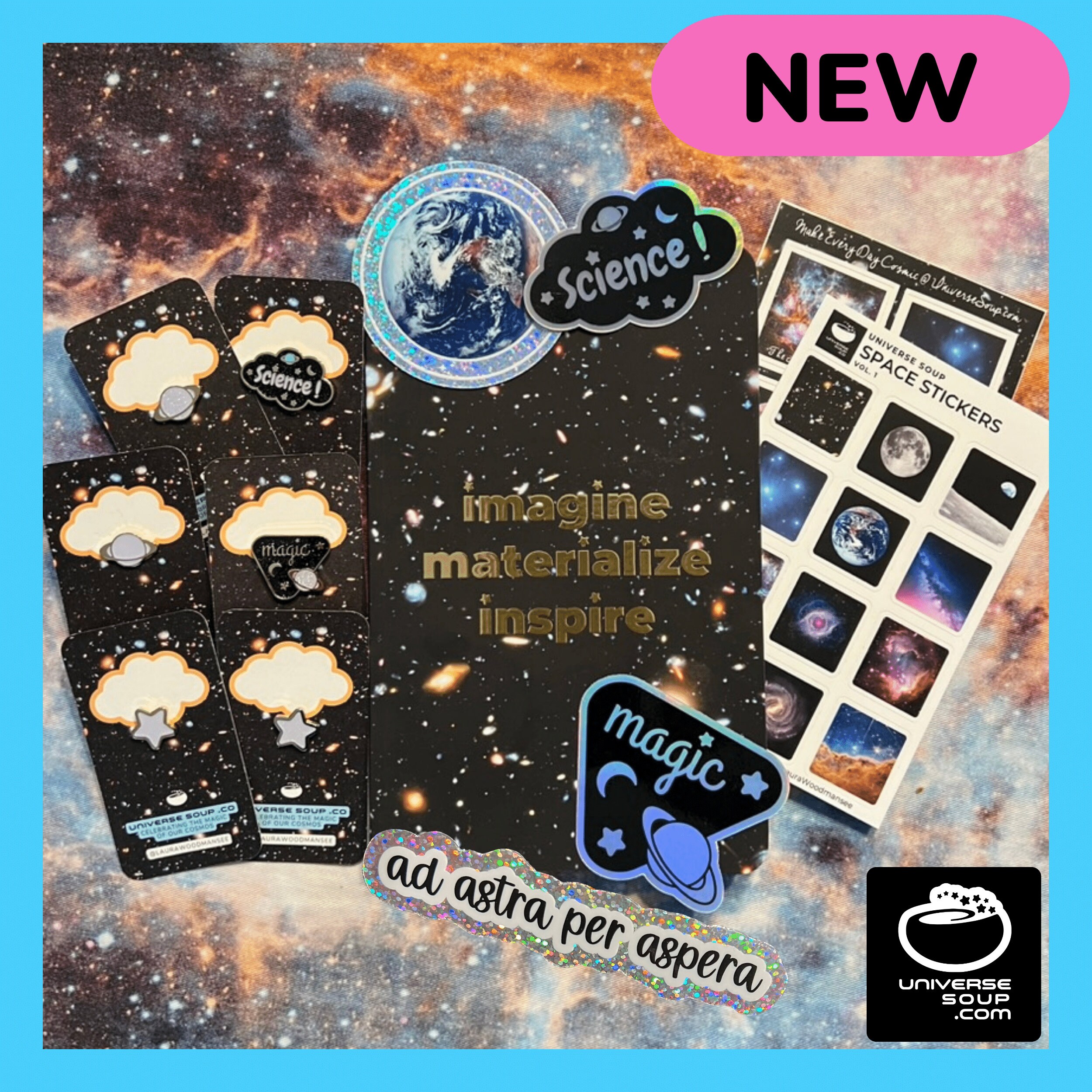 Cosmic Gift Box 6 Enamel Pins 2 Sticker Sheets 2 Large Holo - Etsy