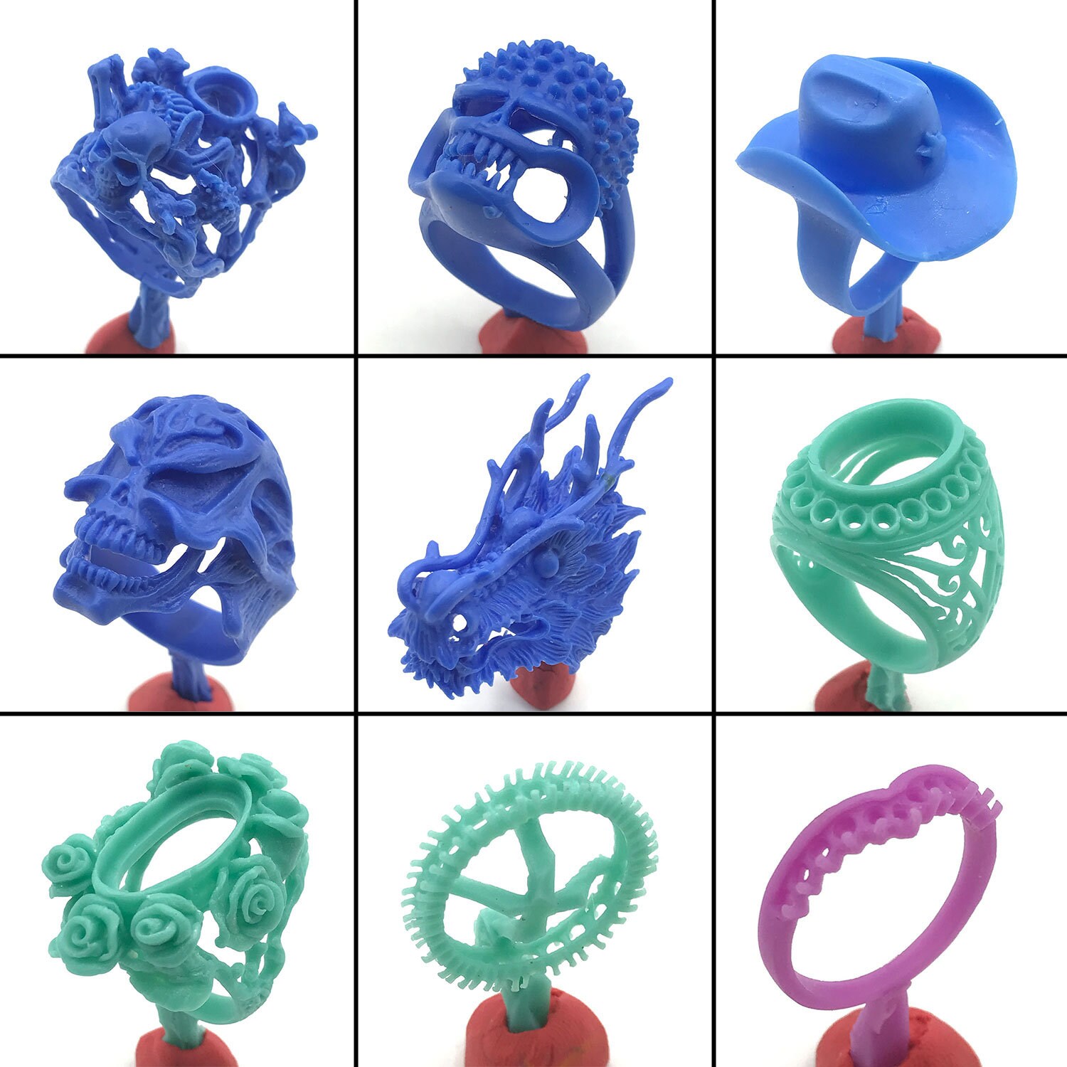 Lost Wax Casting Jewelry Molds 9 Rings Set Pattern For Lost Wax Jewelry