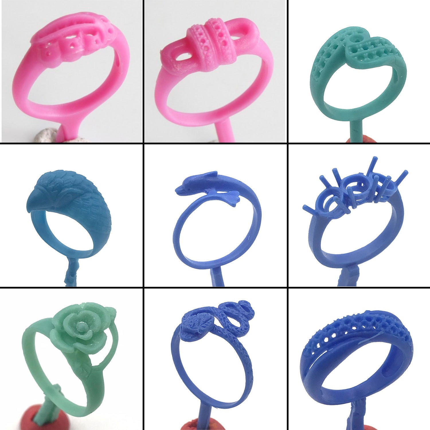 9PC Lost Wax Casting Ring Molds Patterns Jewelry Making Molding WRB133 ...