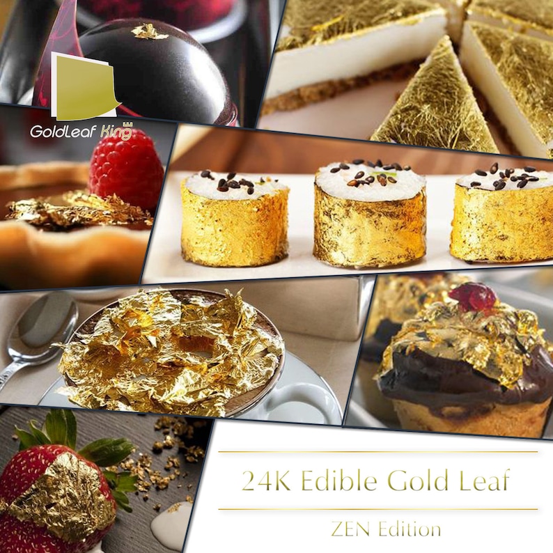 99.99% Pure Gold Edible Gold Leaf Sheet 24K Goldleafking Zen Edition 10 ...