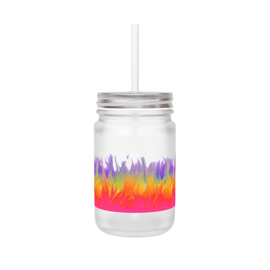 Rainbow Flames Mason Jar - Etsy