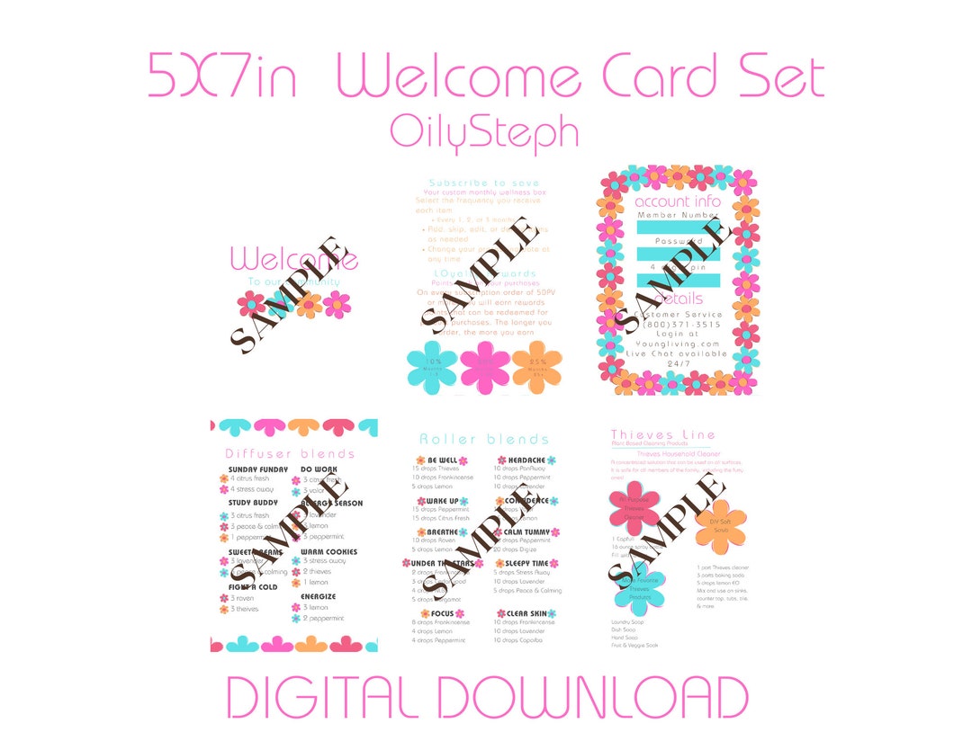 Young Living Welcome Card Set 5x7 Inch New Customer Summer Set - Etsy