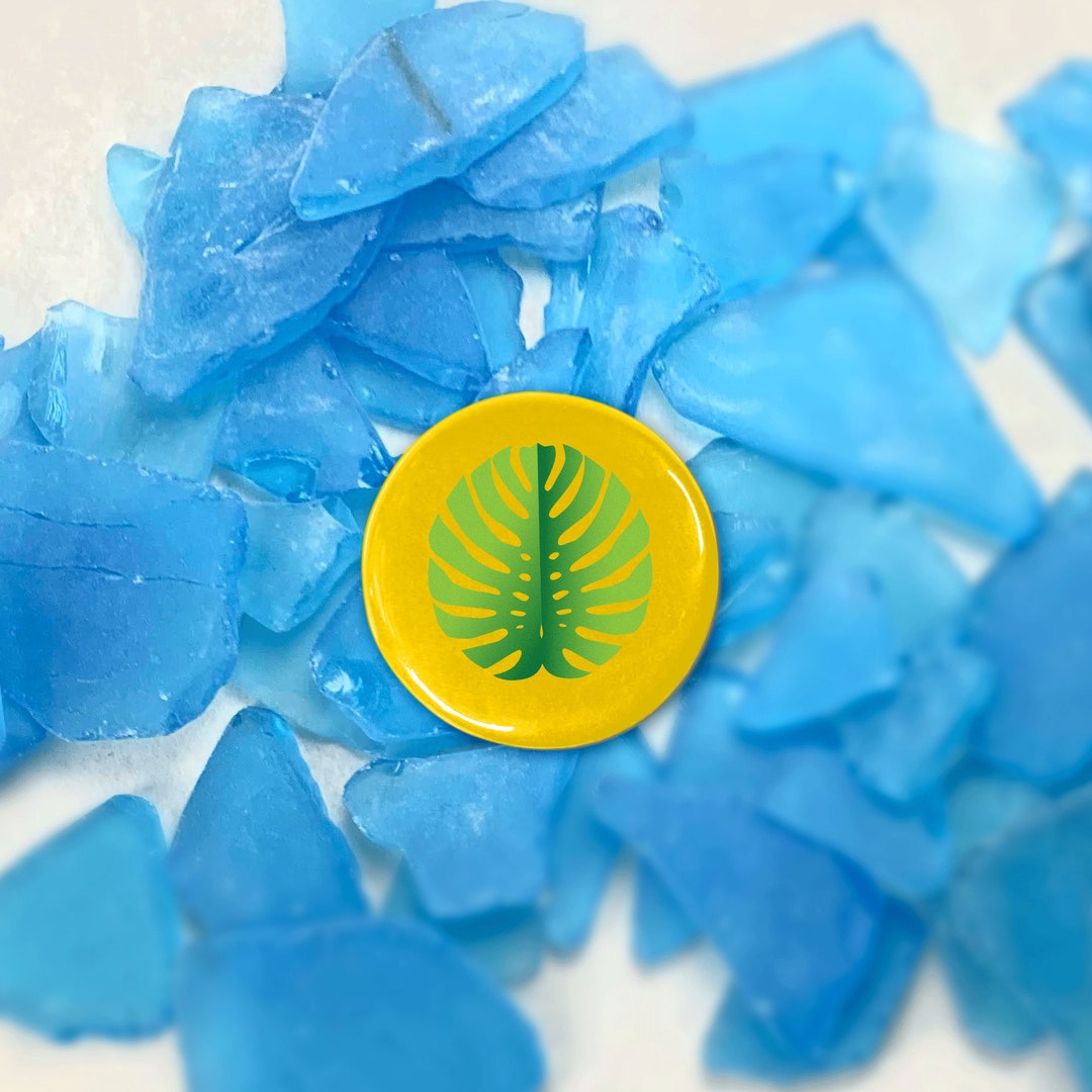Tropical Palm Leaf Mini Round Pinback Button Island Collection, 1.25 ...
