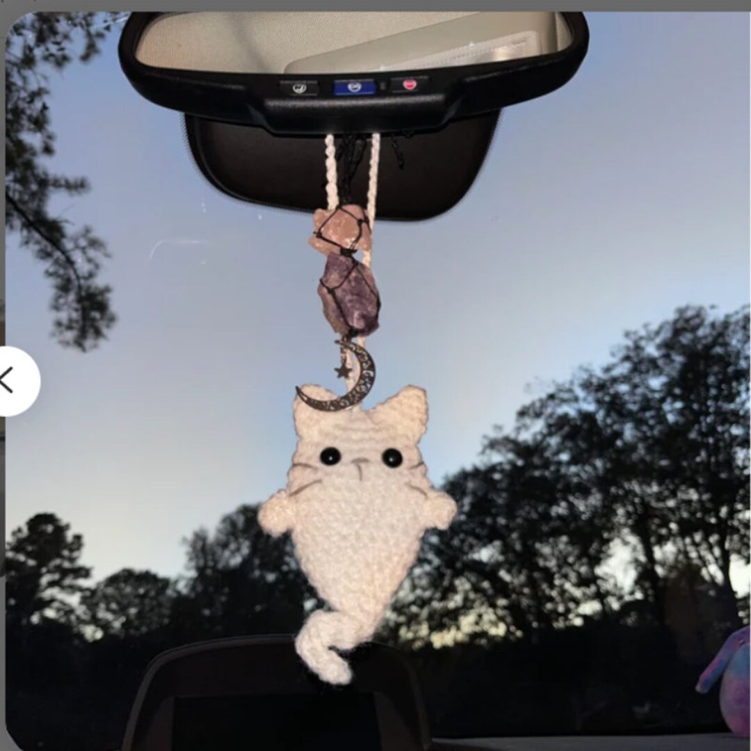 Ghost Cat Car Charm Hand-crocheted Cute Halloween Decor - Etsy