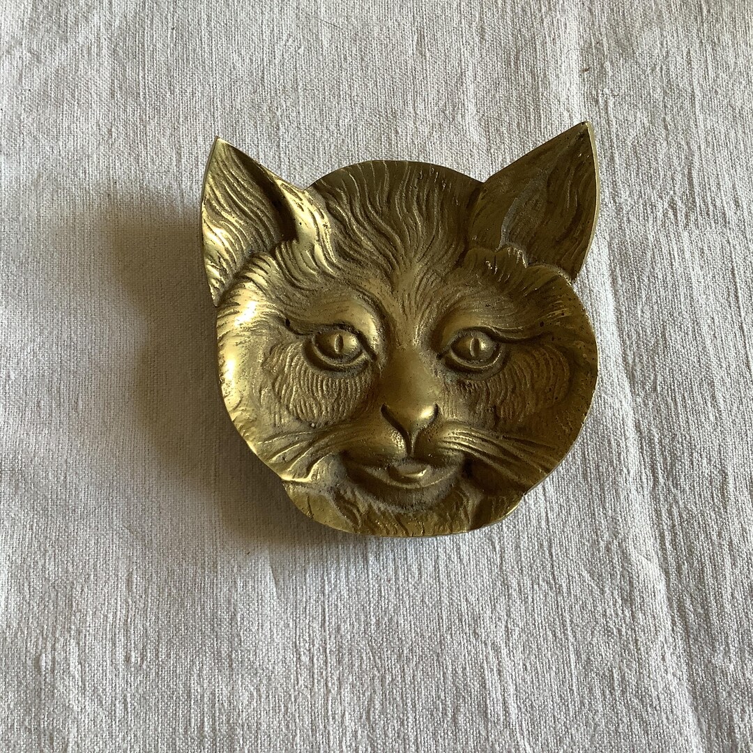 1920s Antique Brass Pin Tray Made in France Face of a Cat - Etsy