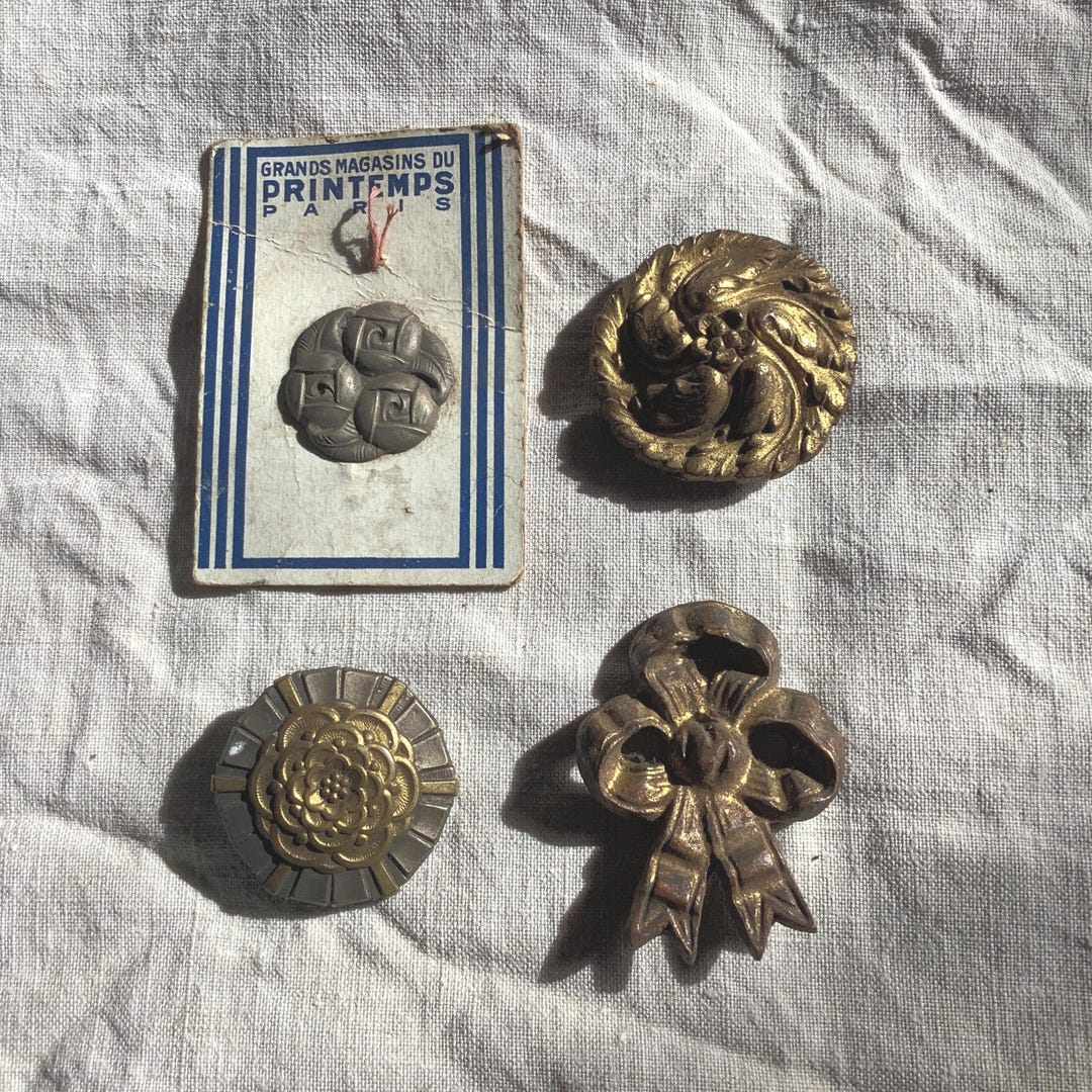 Four Antique Picture Hook Covers / Mounts / Buttons - 1800's Elaborate ...