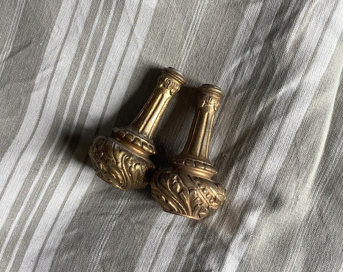 Antique 1800s Large Quality Heavy Brass Ormolu Two Matching Curtain ...