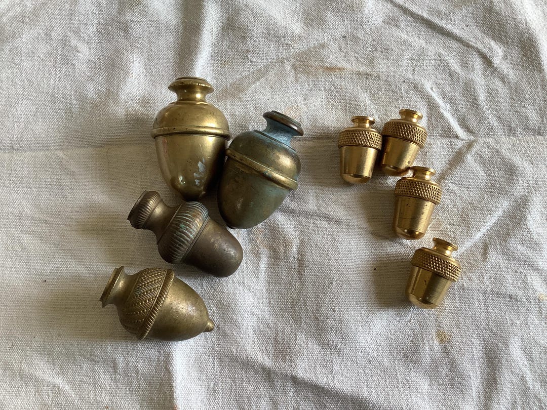 Antique 1920s Brass Eight Different Sized Acorn Shaped Curtain Cord ...