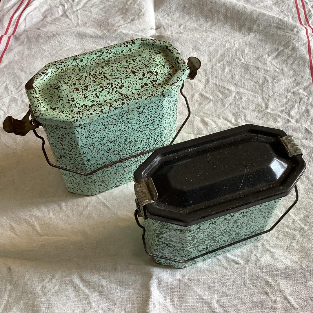 Two Vintage French Enamelware Lunch Boxes: 1940s Workman's Style - Etsy