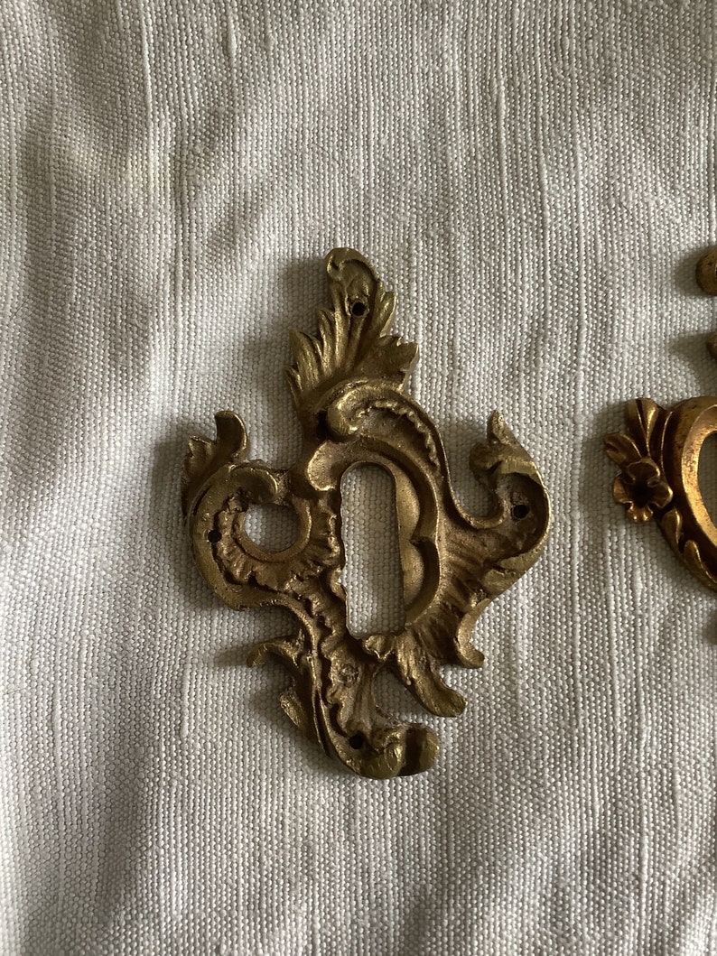Vintage Antique 1900s French Escutcheon Key Hole Keyhole Covers Brass 2 ...