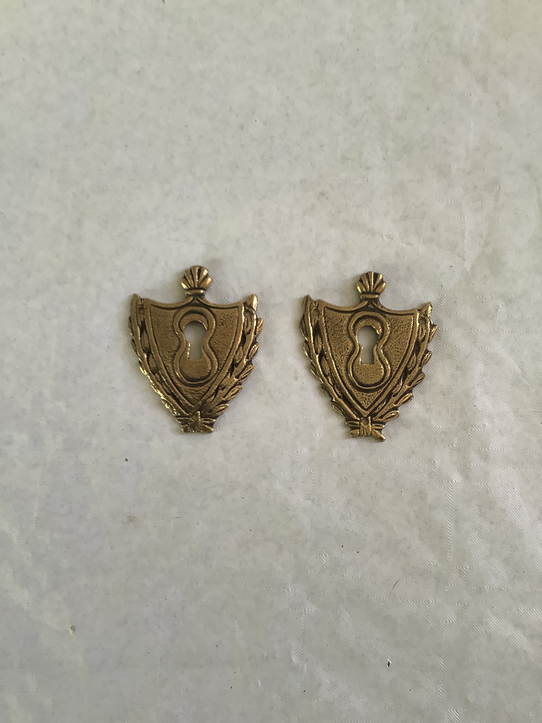 Two Matching Antique Brass Keyhole Cover Escutcheon Made in France in ...