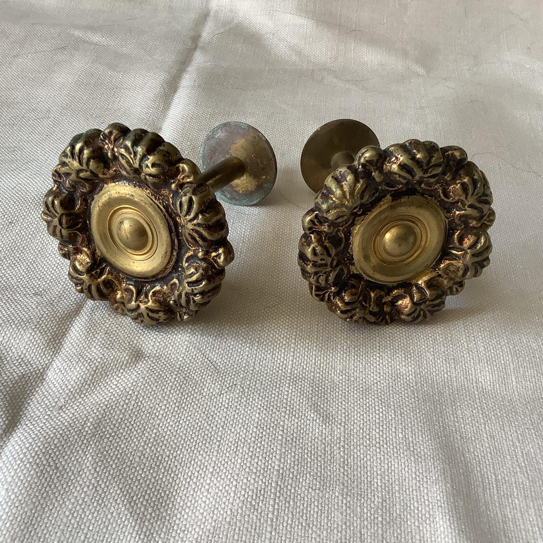 Antique 1900s French Buttons Brass Art Curtain Tiebacks One Pair Made ...