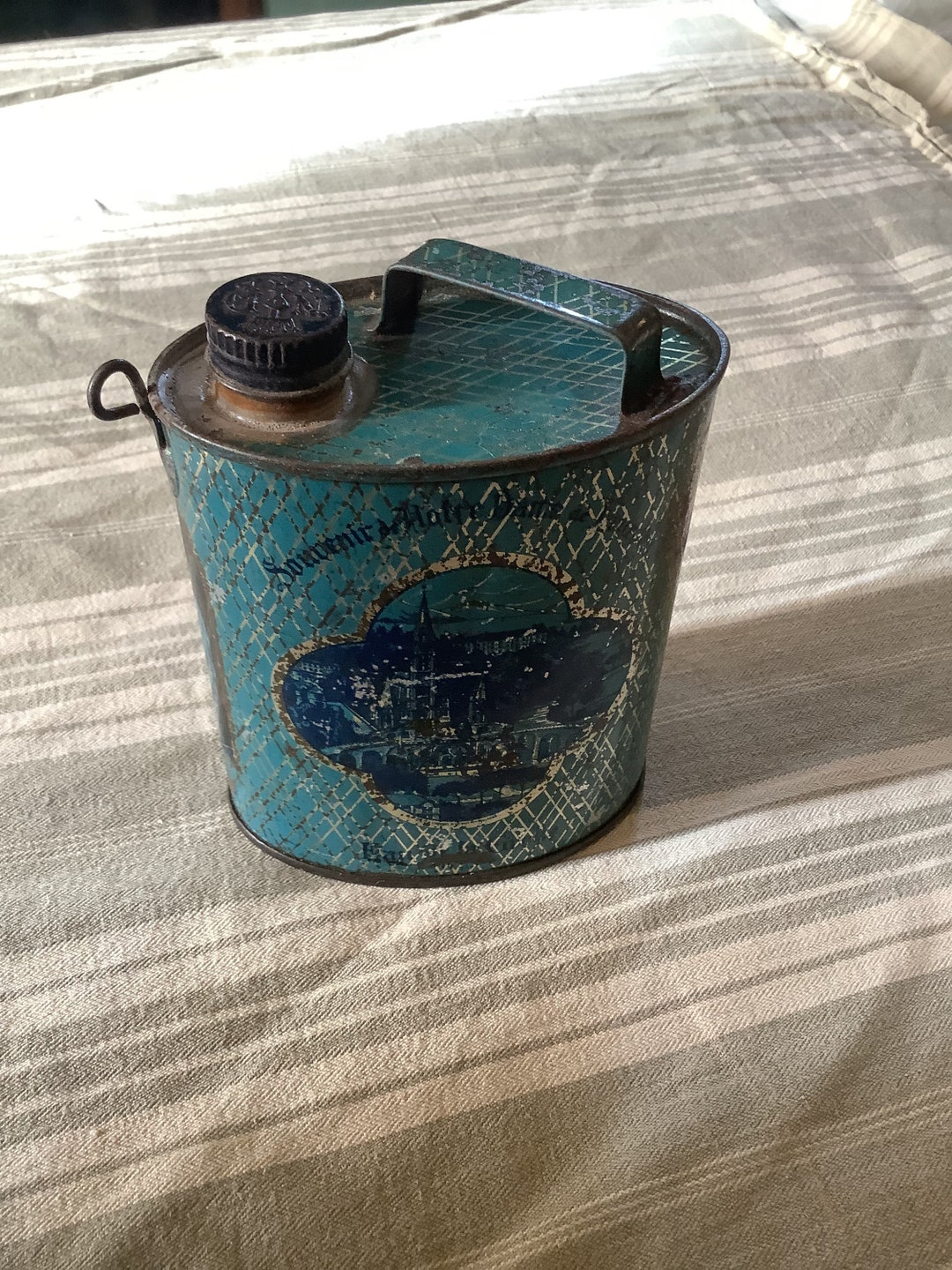 Vintage Souvenir De Lourdes Holy Water Jug - 1900s French Tin Box - Etsy