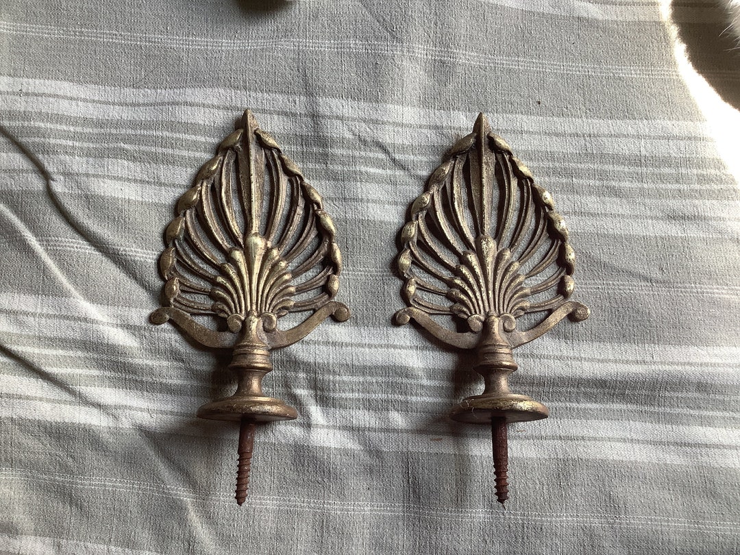 Large Antique French Ormolu Gilt Art Deco Finials Curtain Pole Ends ...