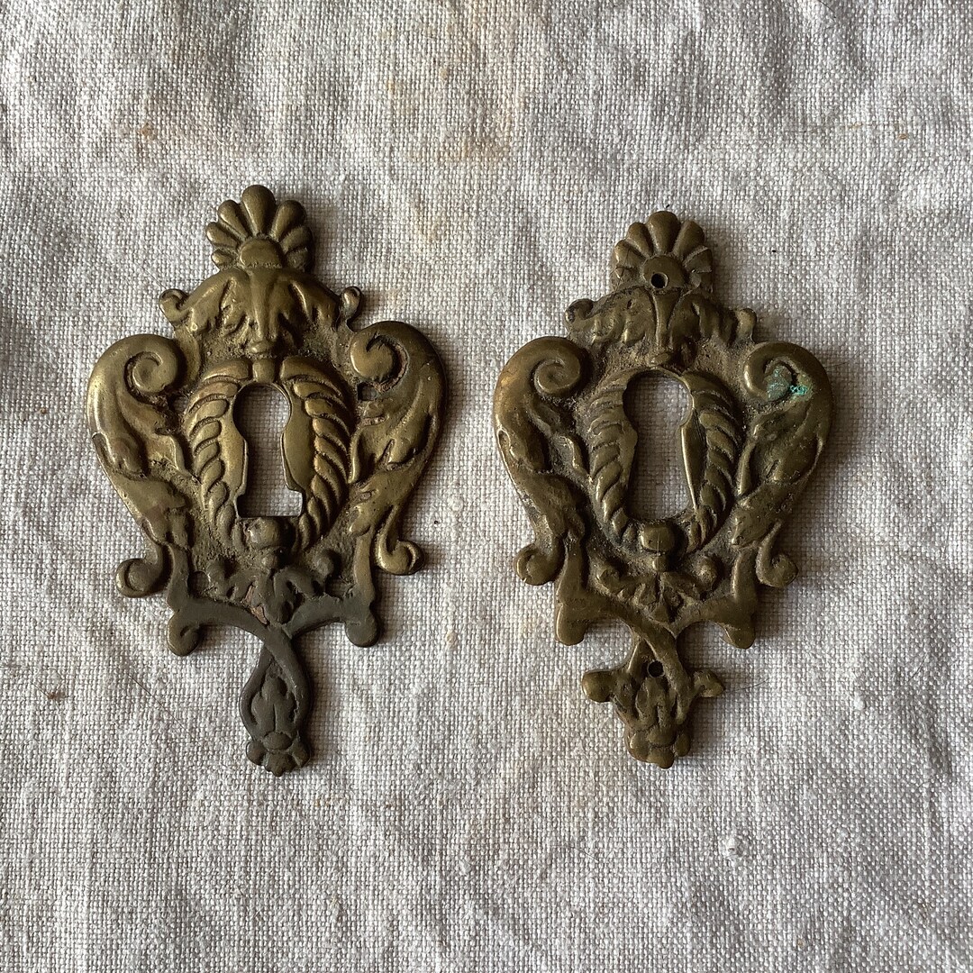 A Set of Two Slightly Different Antique Brass Keyhole Cover Made in ...