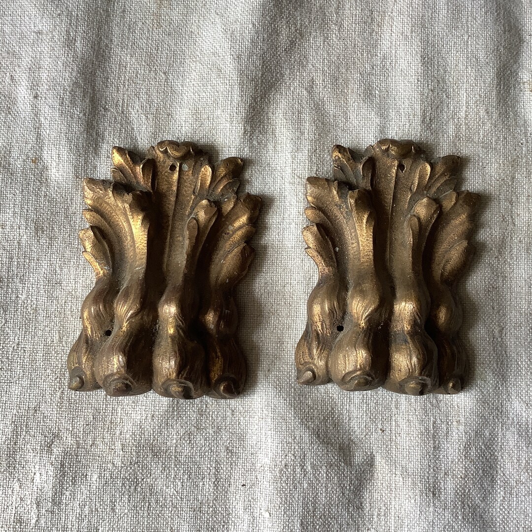 Antique French Ormolu Brass Decorative Hardware Furniture 1900s Two ...