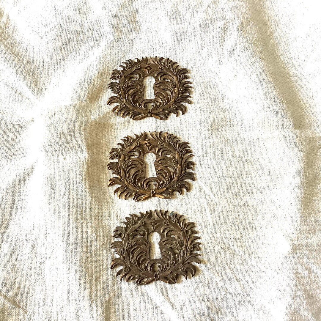 Vintage Antique 1900s French Escutcheon Key Hole Keyhole Covers Brass 3 ...