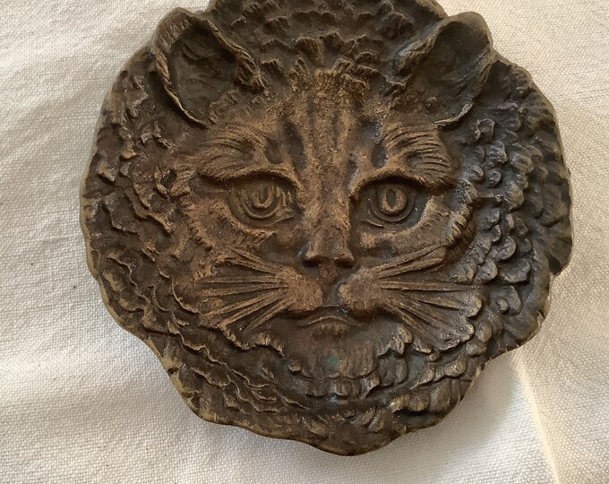 1920s Antique Brass Pin Tray Made in France Face of a Cat - Etsy