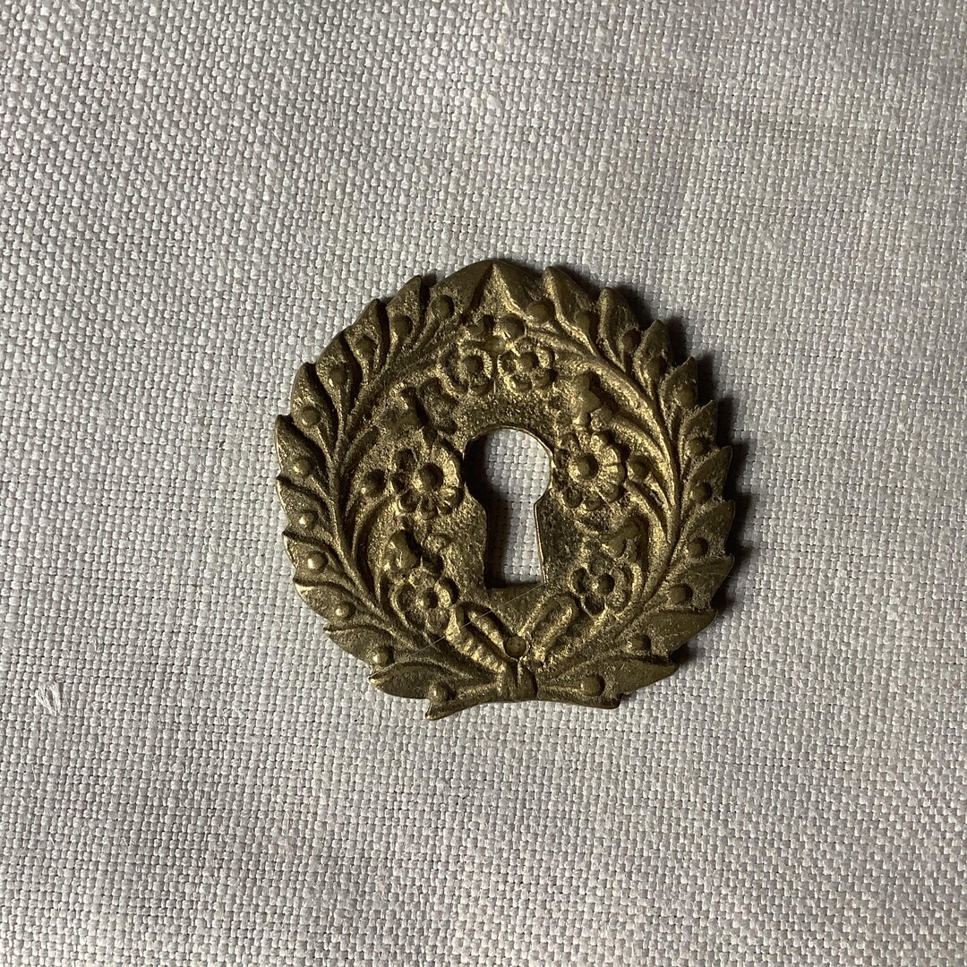 Antique Brass Ormolu Keyhole Cover: French Floral Wreath Escutcheon - Etsy