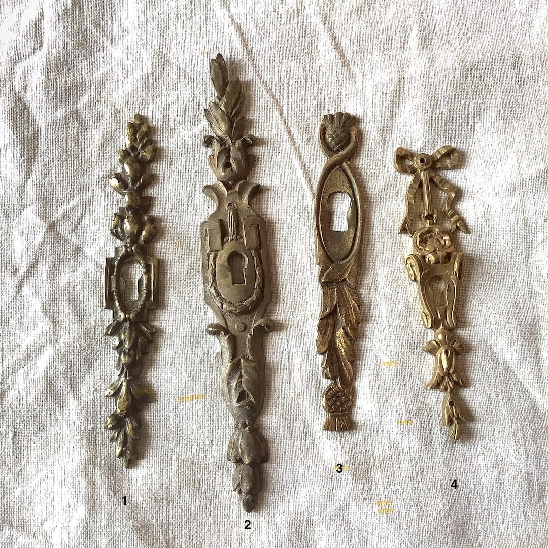 Four Different Antique Brass Keyhole Cover Made in France in the 1900s ...