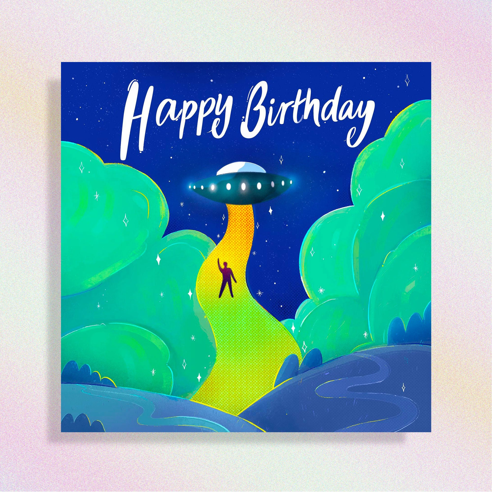 UFO Birthday Card Space Galaxy Outer Space Birthday Card - Etsy